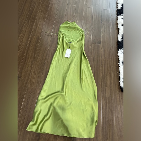 Zara | Dresses | Zara Satin Effect Straps Back Dress | Poshmark